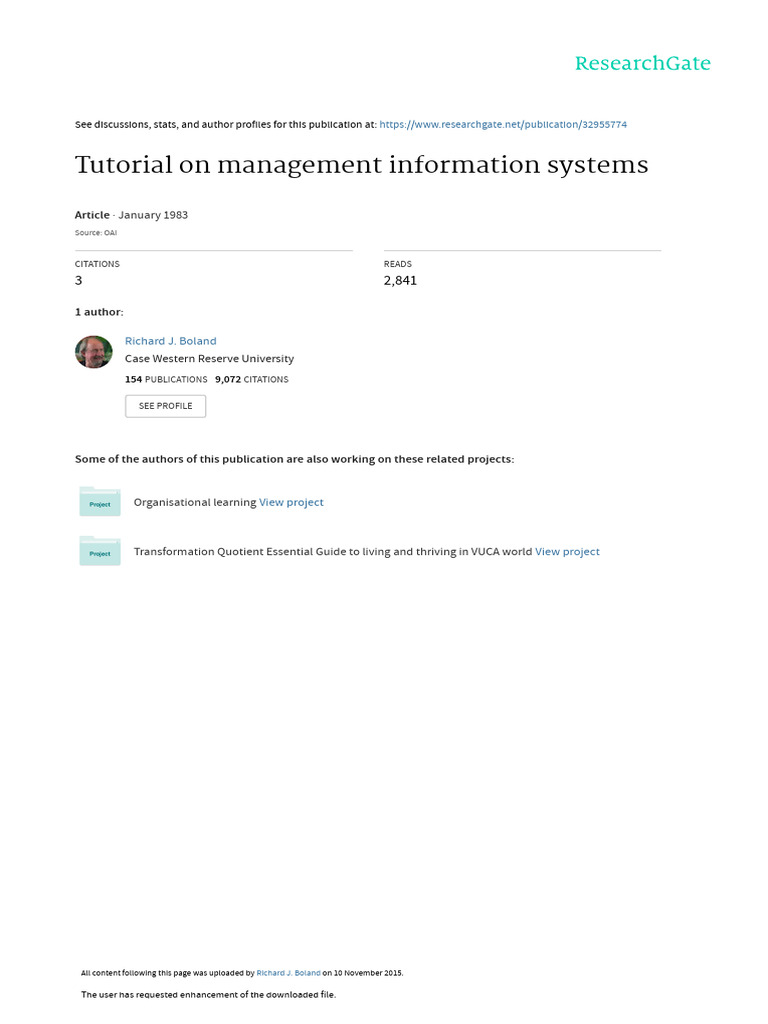 Tutorial On Management Information Systems | PDF | System | Decision Making