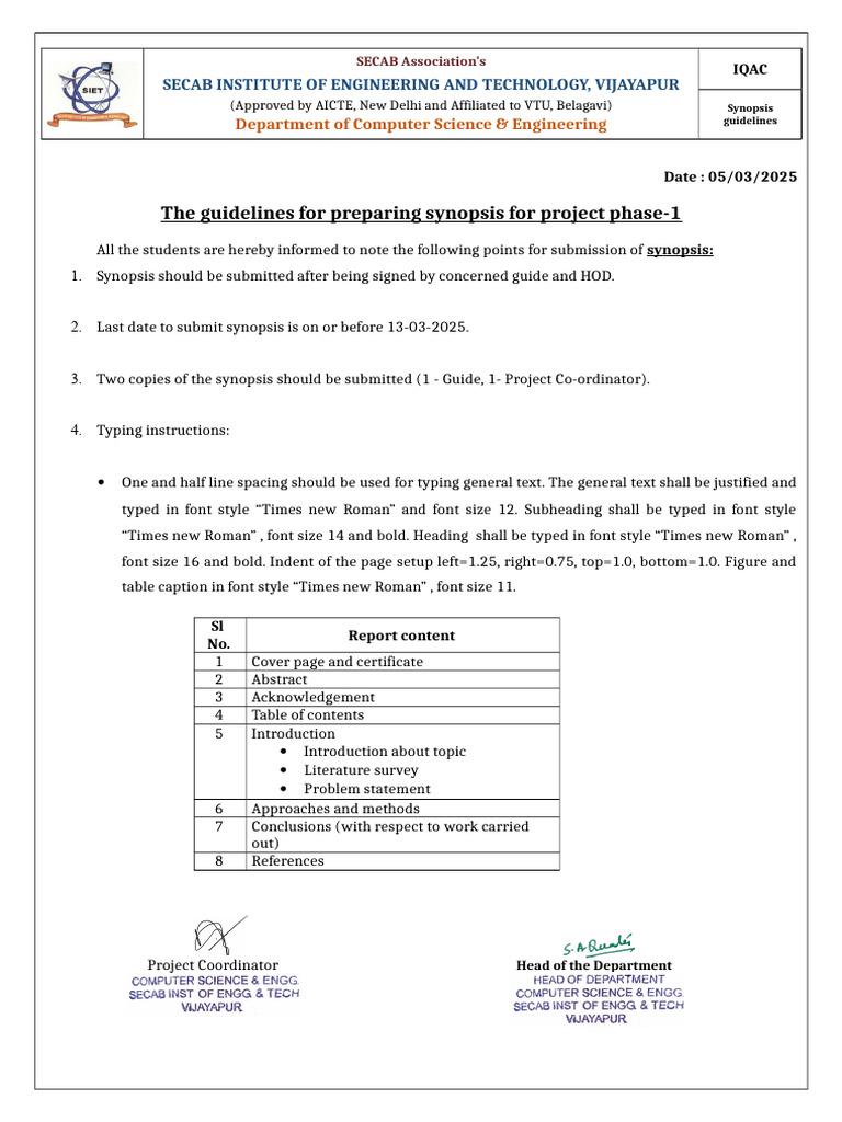 Synopsis Submission Guidelines | PDF