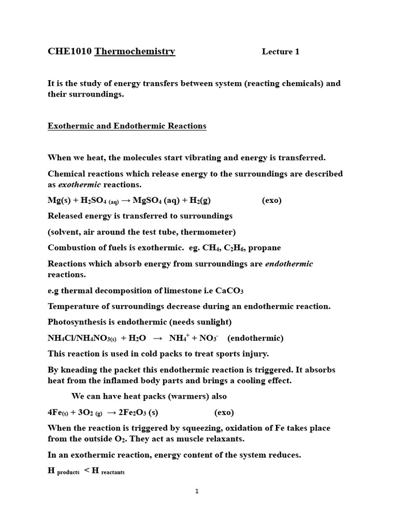 ThermochemistryLecture 1 | PDF | Enthalpy | Chemical Reactions