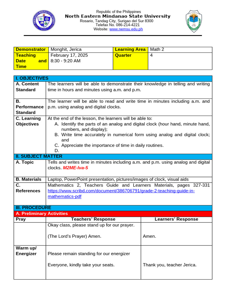 LP MATH-DeMO Short Ize | PDF | Clock | Education Theory