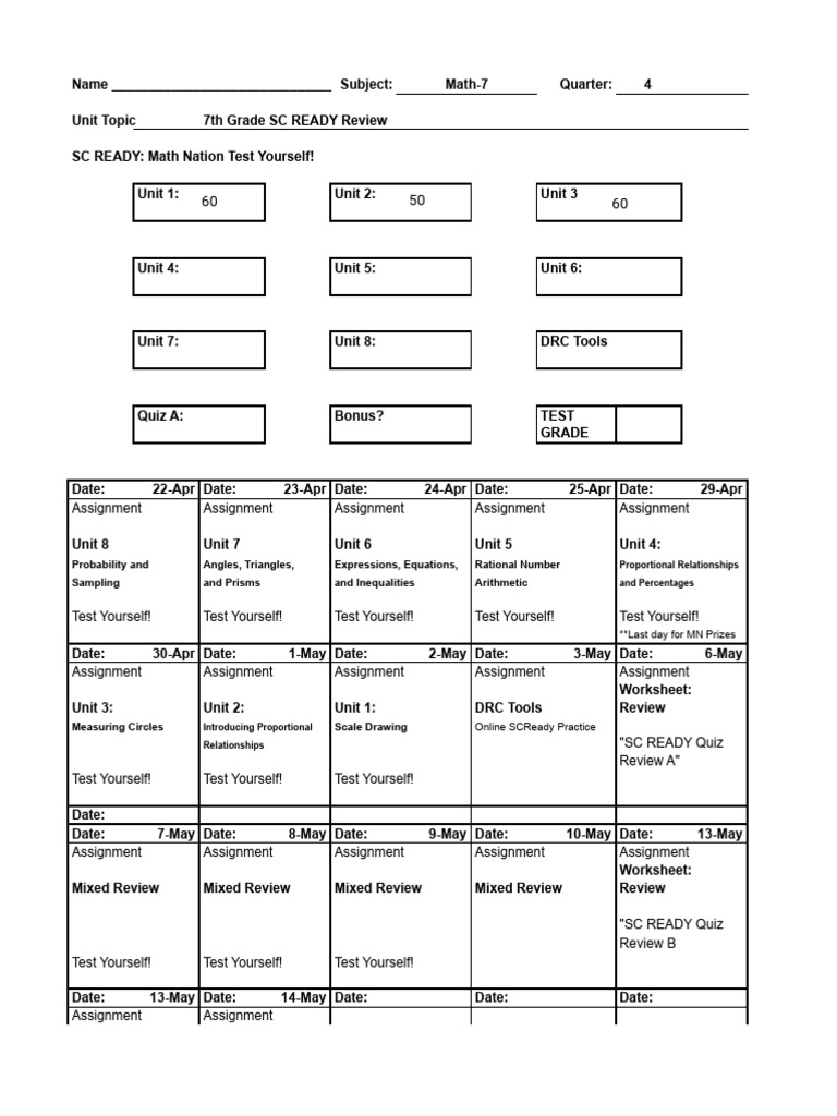 7th Grade SC READY Math Review Guide | PDF | Euclidean Geometry ...