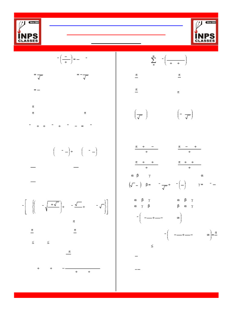 DPP 64 Inverse Trigonometric Functions INPS Classes | PDF | Trigonometric Functions ...
