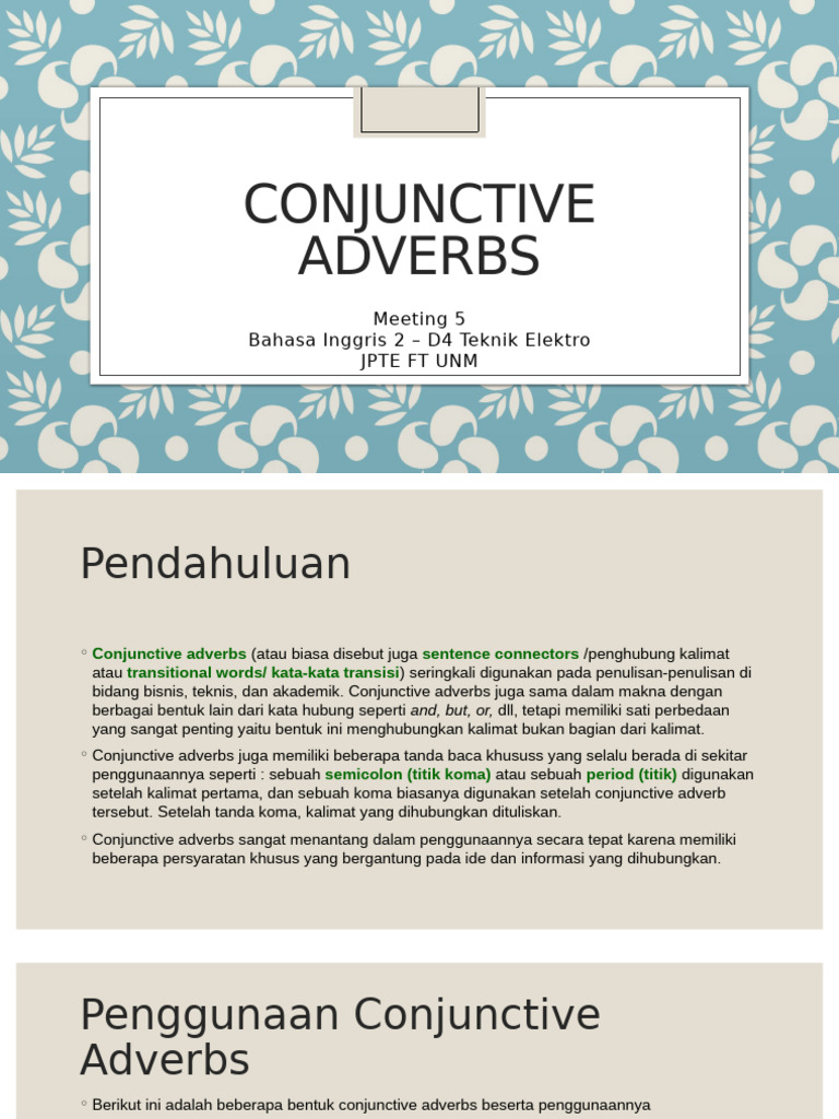 Conjunctive adverbs | PDF