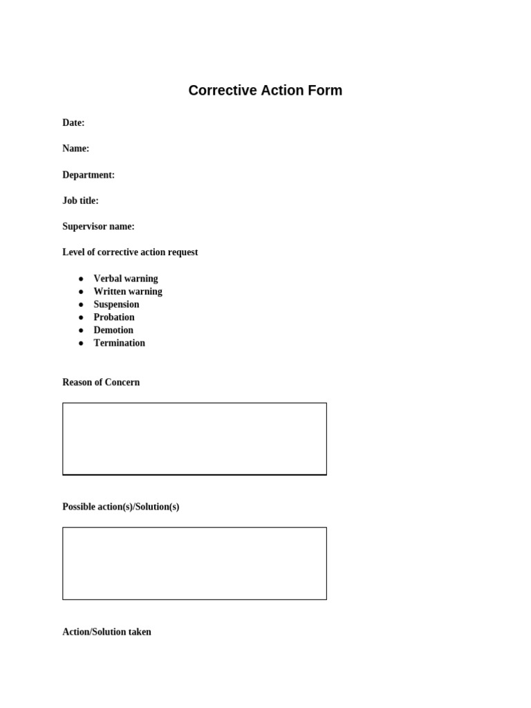 Corrective Action Form | PDF