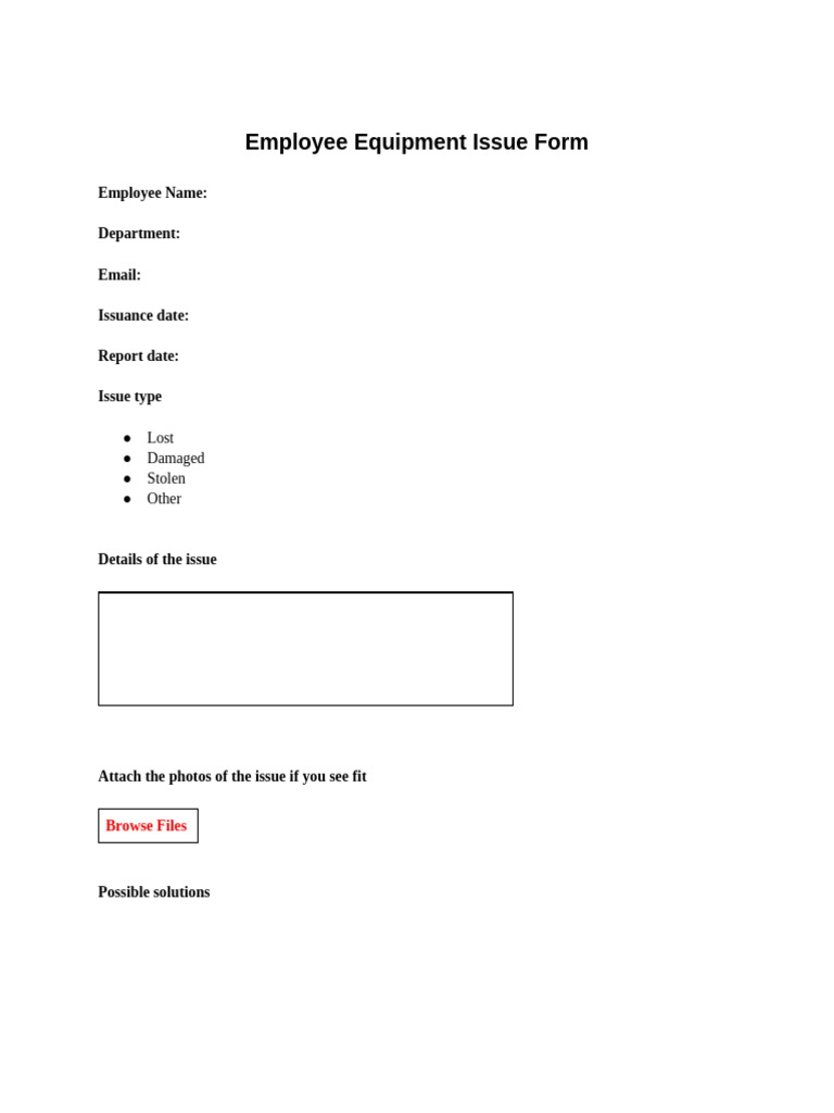 Employee Equipment Issue Form | PDF