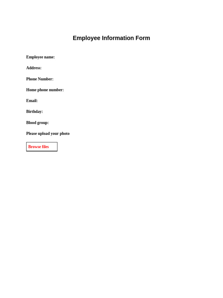 Employee Information Form Template | PDF