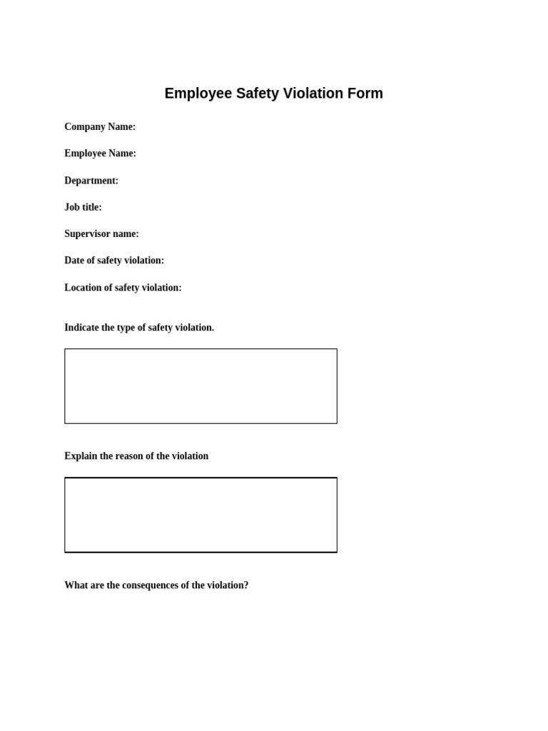 Employee Safety Violation Form | PDF