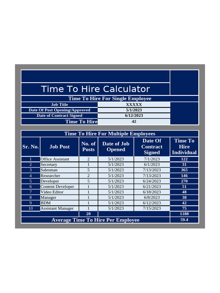 Time To Hire Calculator | PDF