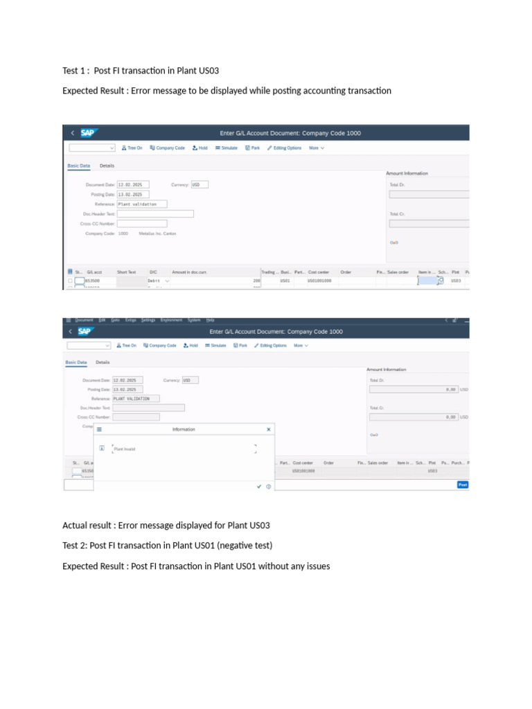 STG Testing - Plant US03 validation | PDF