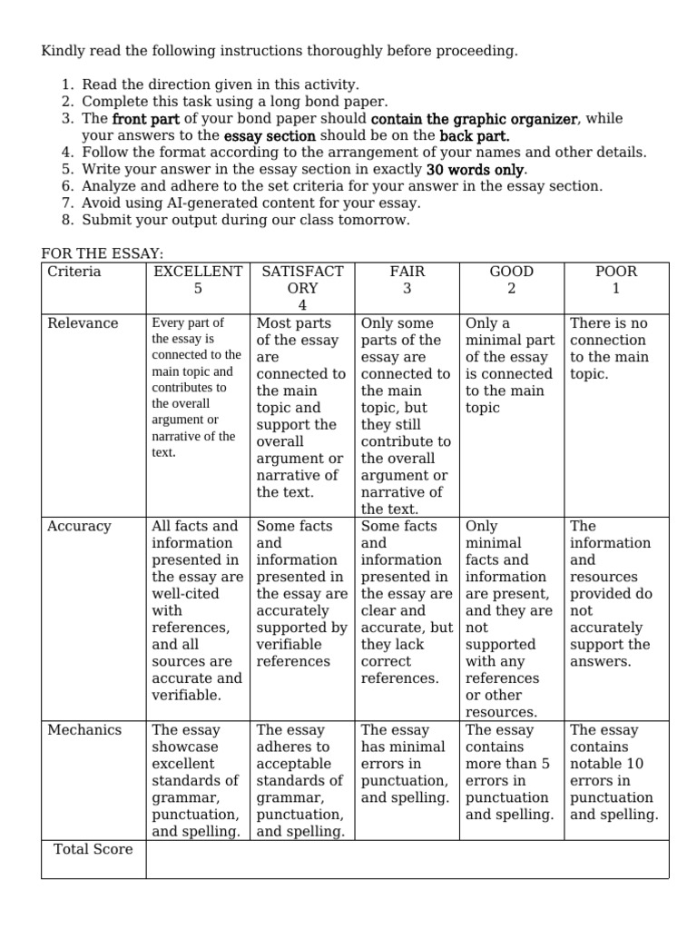Essay Instructions and Criteria Guide | PDF | Essays | Human Communication