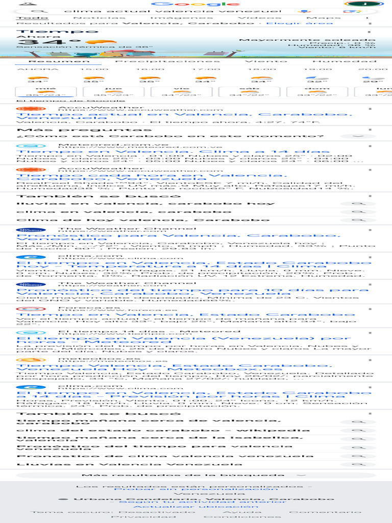 Clima Actual Valencia Venezuela - Buscar Con Google | PDF | Predicción ...