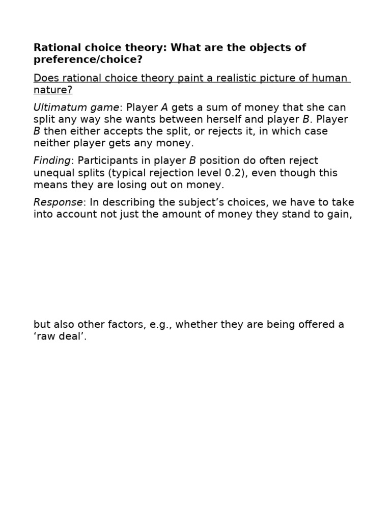 Lecture 2.1 Sen On Rational Choice Theory | PDF | Rationality | Utility