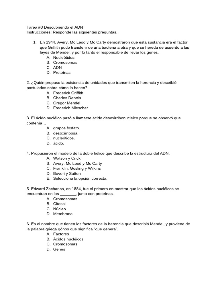 Tarea #3 Descubriendo el ADN | PDF