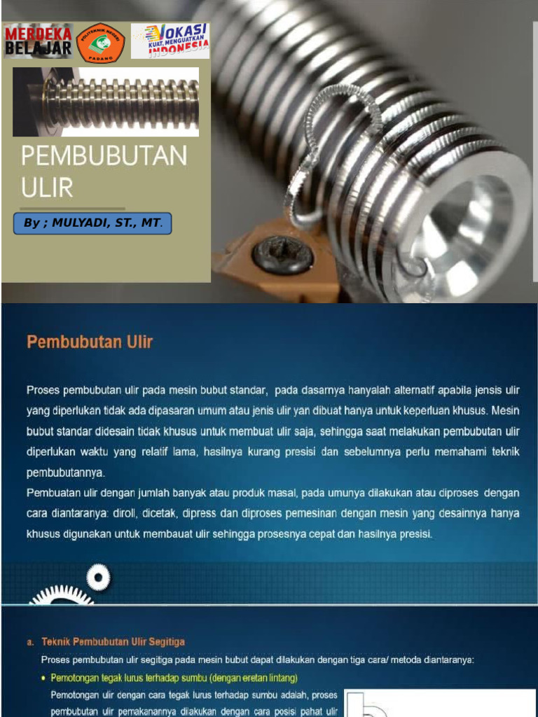 Materi Pembuatan Ulir | PDF