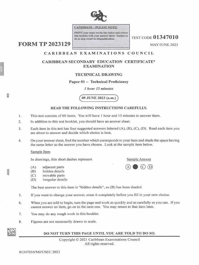 Csec TD Mayjune p1 2023 | PDF