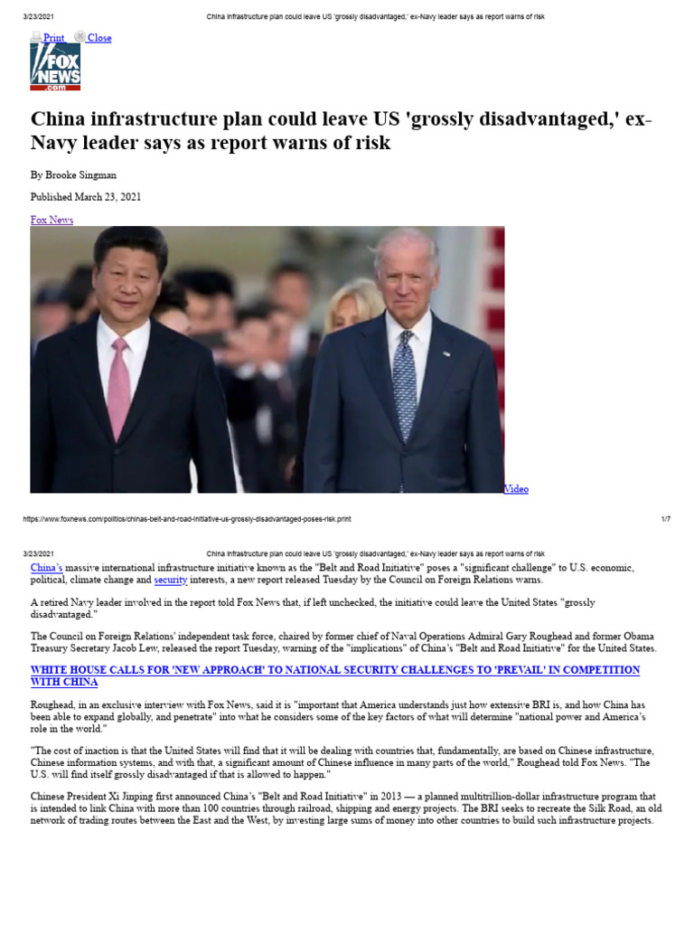 China Infrastructure Plan Could Leave US 'Grossly Disadvantaged,' Ex ...
