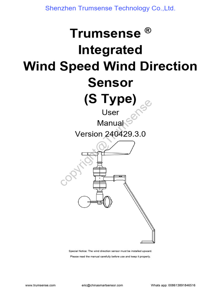 01 Integrated Wind Speed Wind Direction Sensor S Type User Manual ...