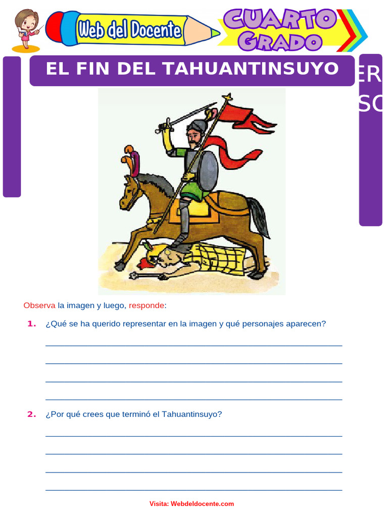 El Fin Del Tahuantinsuyo para Cuarto Grado de Primaria | PDF | Imperio Inca