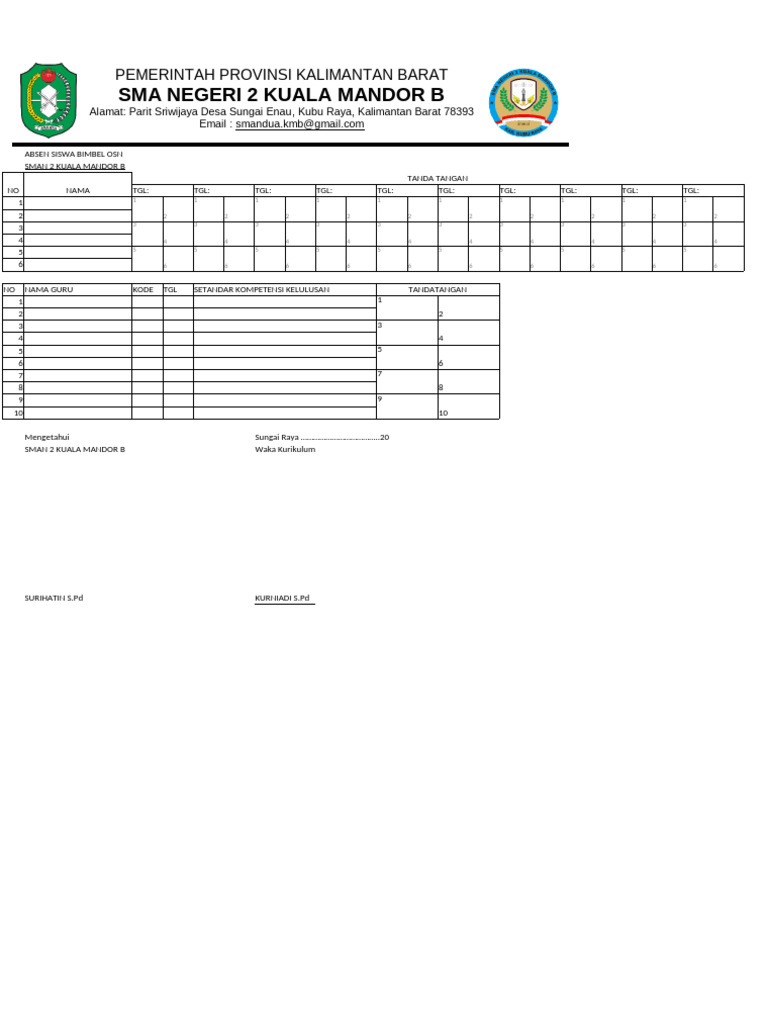 Absen Les 2025 | PDF