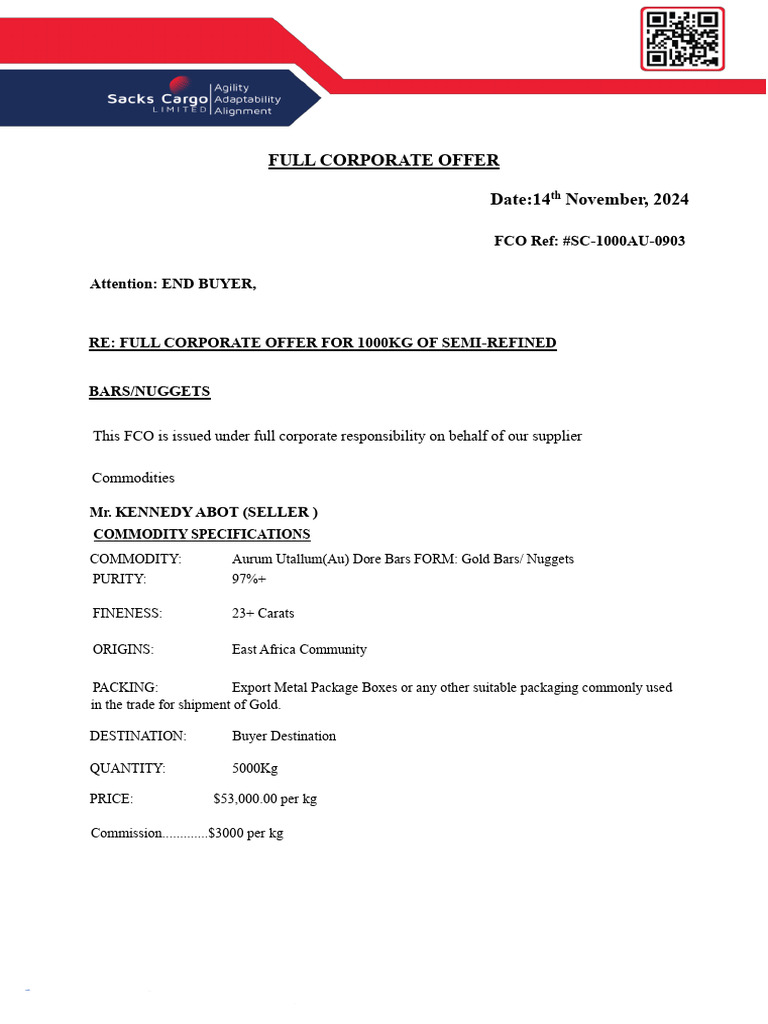 Full Corporate Offer 5000kg To Buyer Destination.-1 | PDF | Business