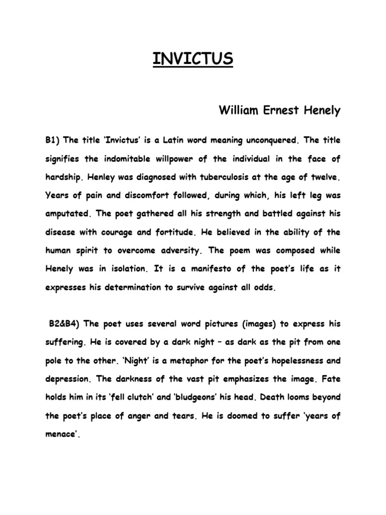 Invictus--notes | PDF | Religious Belief And Doctrine