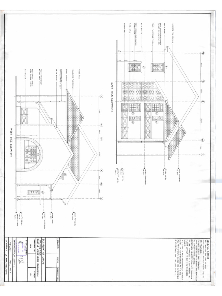 DB - 068 - Bungalow at Uran - East & West Side Elevation | PDF