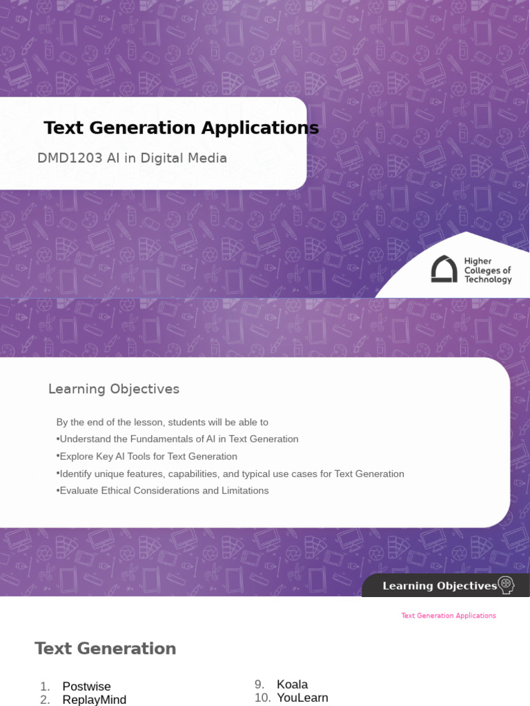 Text Generation Applications | PDF | Artificial Intelligence | Intelligence (AI) & Semantics