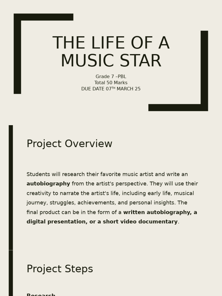 Music Star Autobiography Project Guide | PDF | Creativity | Writing