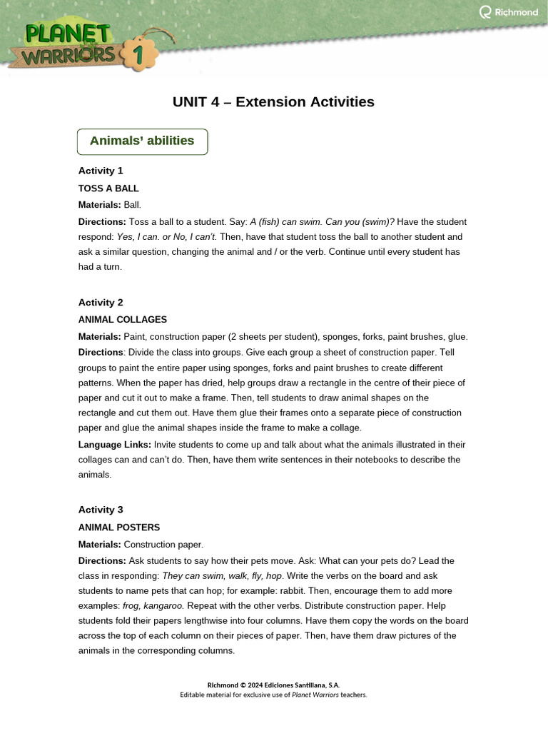 PW1 TRM ExtensionActivities U4 | PDF