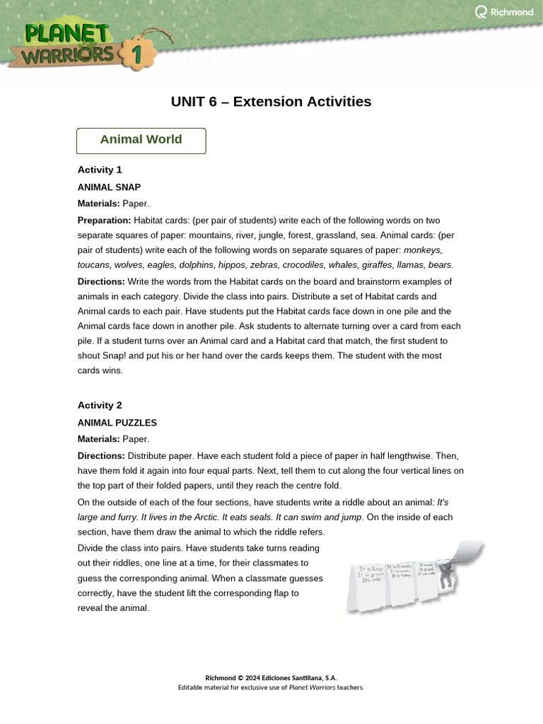 PW1 TRM ExtensionActivities U6 | PDF