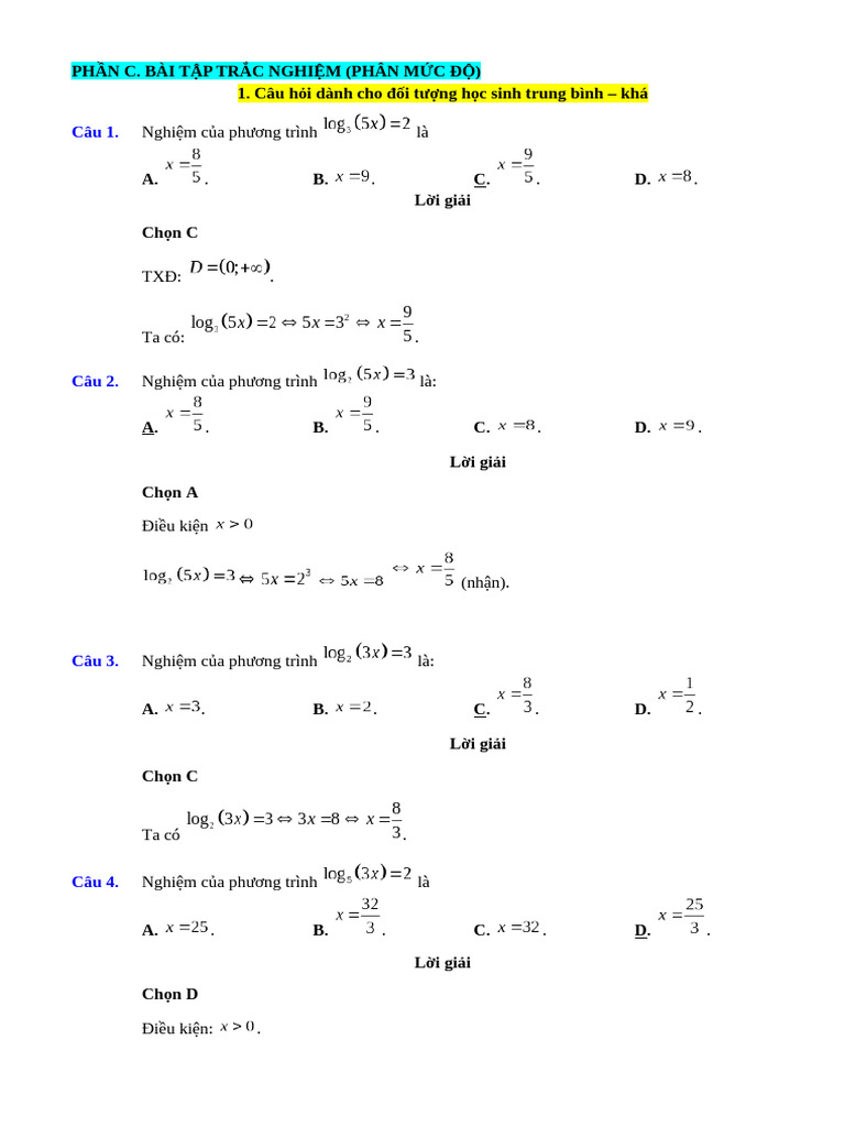 C6_Bài-21-Phuong Trinh Mu - Logarit - DA TN1 | PDF