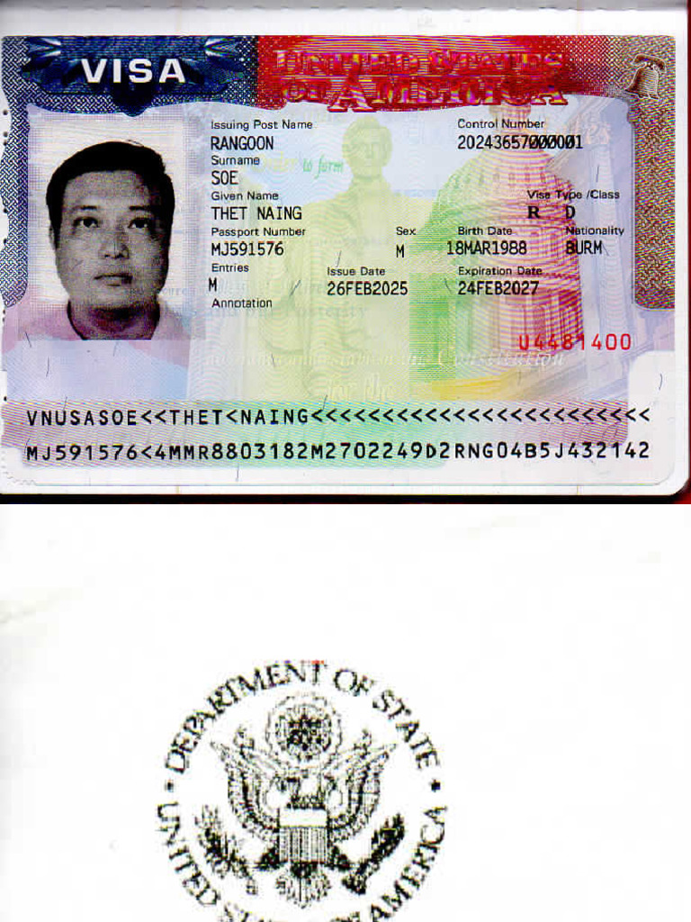 CO-Thet Naing Soe (US Visa) 24-02-2027 | PDF