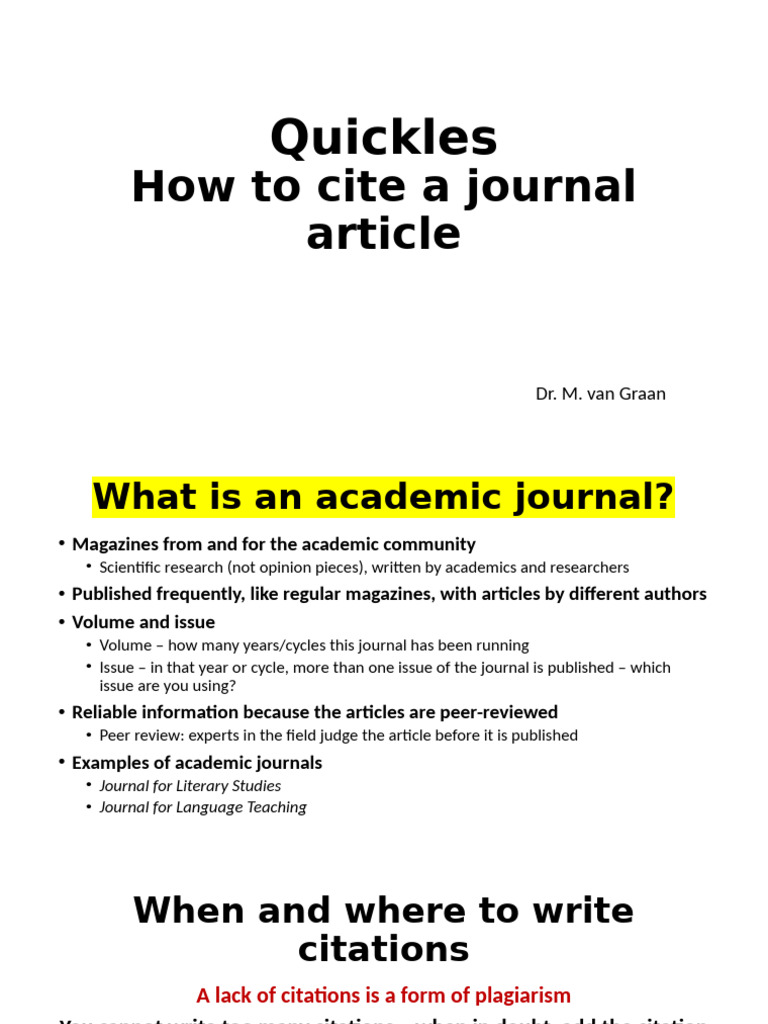 Quickles - Cite A Journal Article | PDF | Citation | Academic Journal