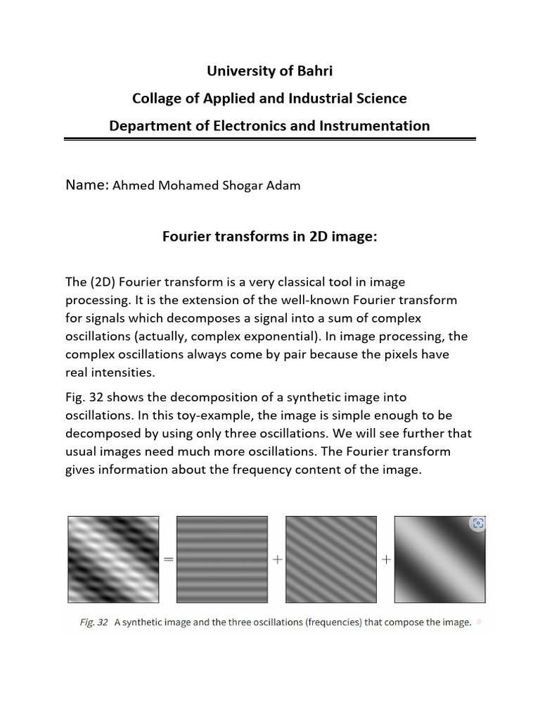 fourier transform in 2D image | PDF
