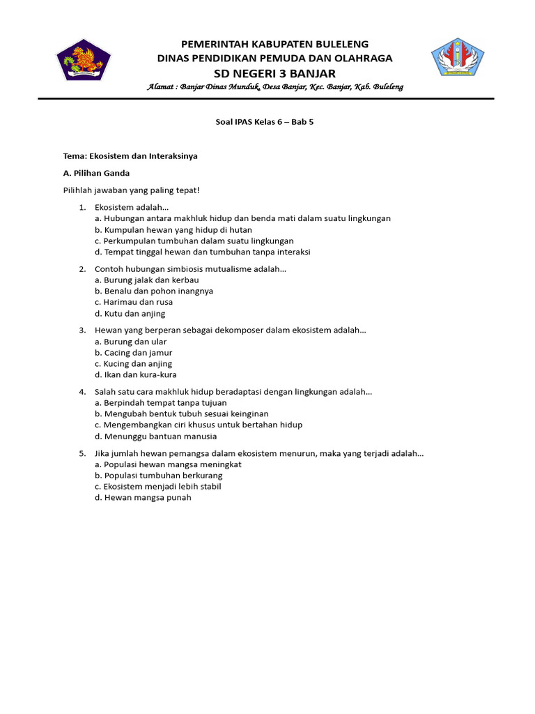 Soal Ipas Daring Kls 6 | PDF