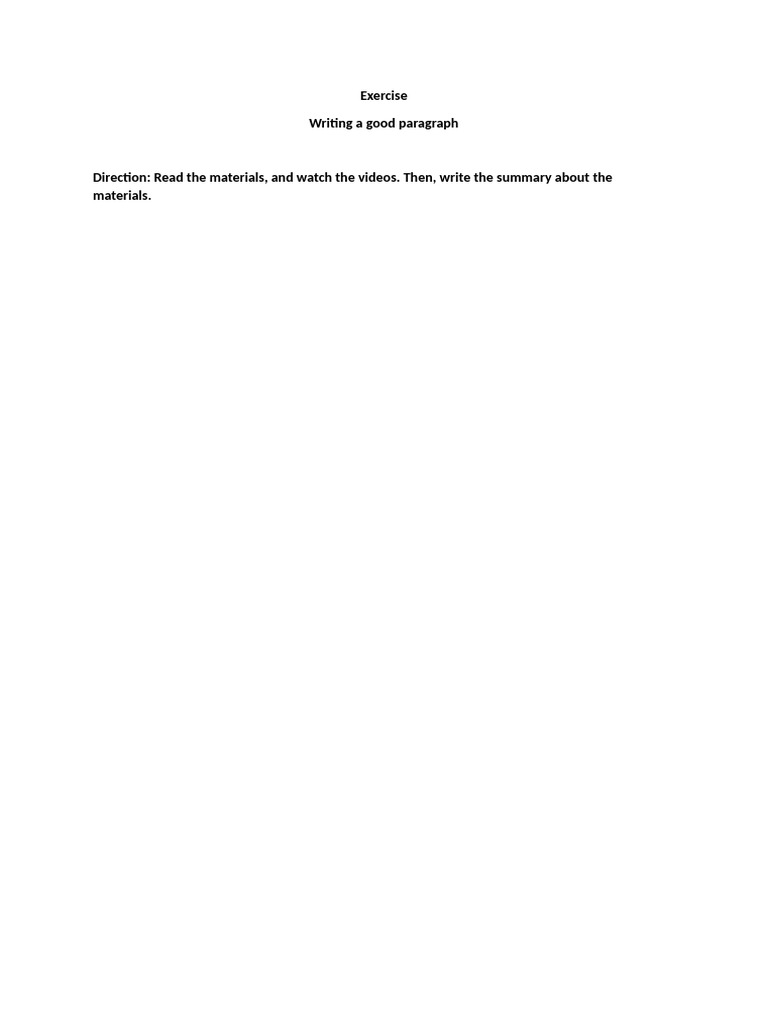 Exercise - A Paragraph | PDF