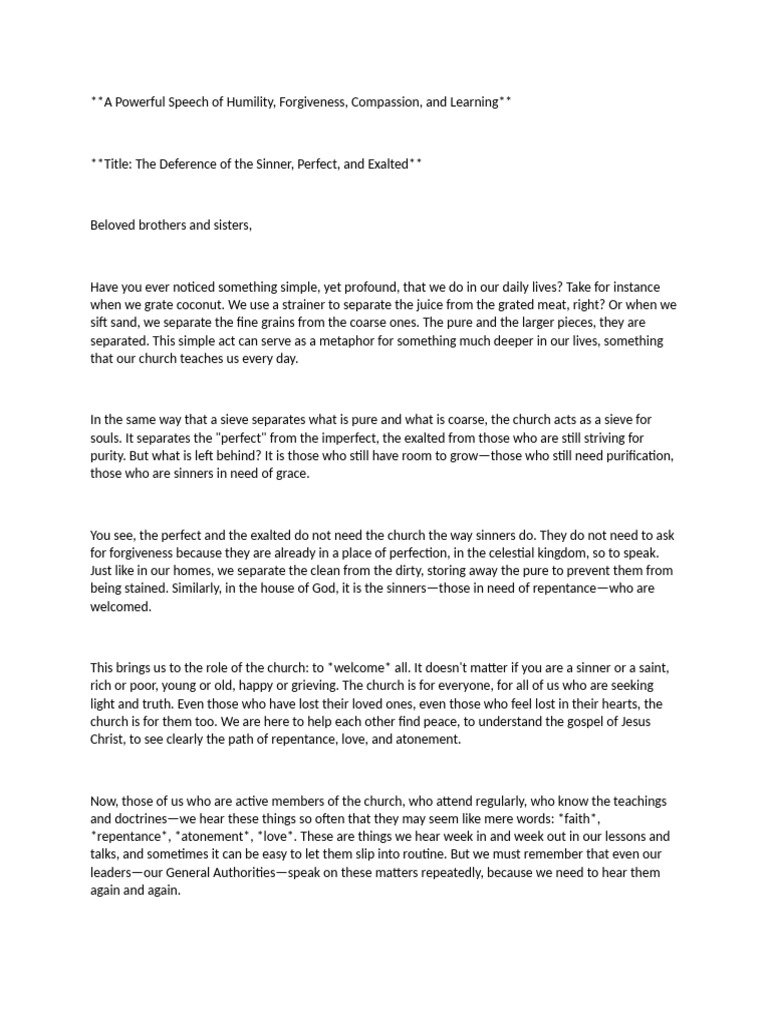 speech on siever | PDF | Jesus | Forgiveness