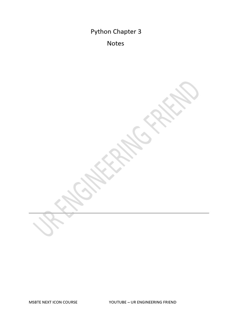 Python Chapter 3 Notes by Ur Engineering Friend | PDF | Bracket ...
