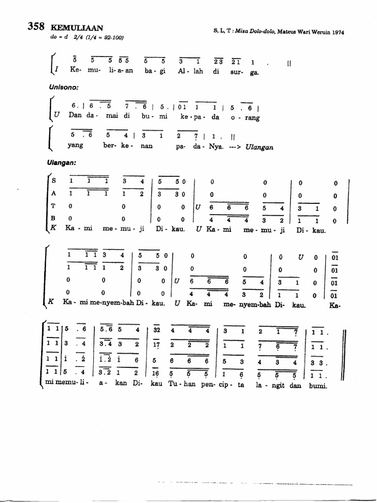 Kemuliaan (Misa Dolo-Dolo) | PDF