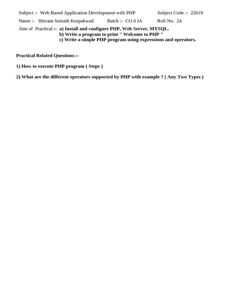 Practical 1 (A) | PDF