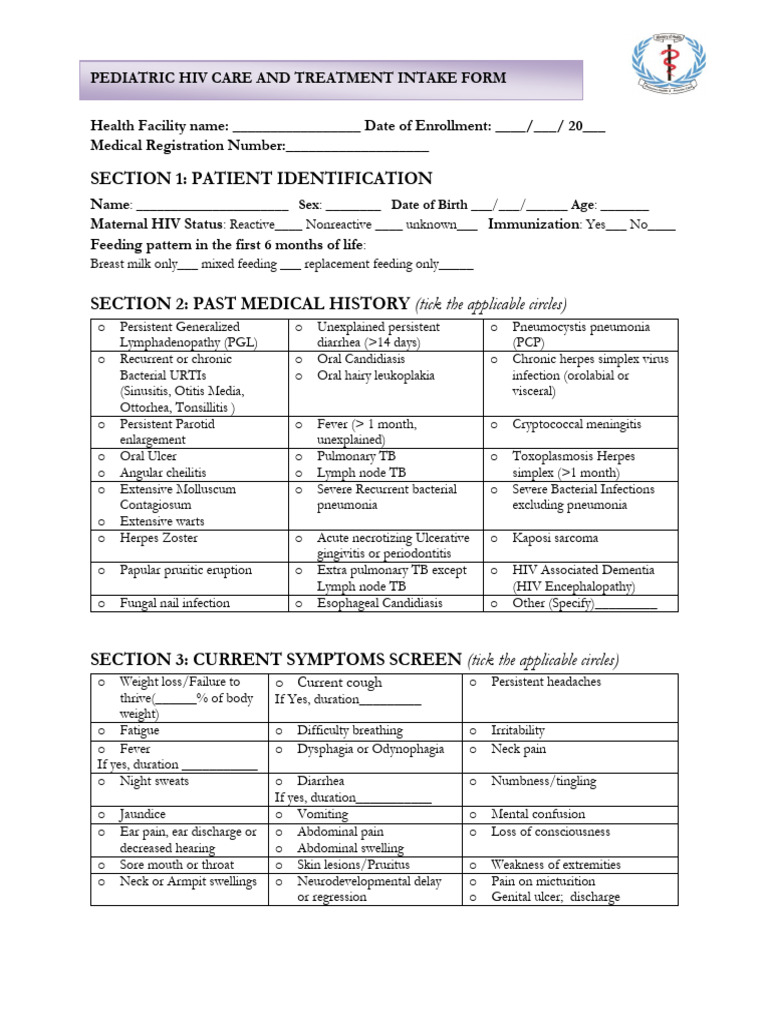 p.1 Pediatric Intake Form - Version 2015 | PDF | Pneumonia ...