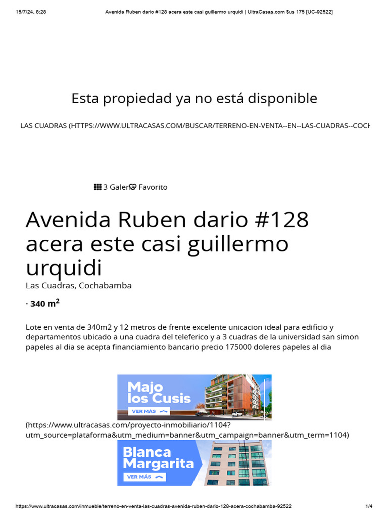 Avenida Ruben Dario #128 Acera Este Casi Guillermo Urquidi - UltraCasas ...