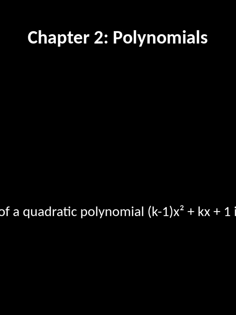 Chapter 2 Polynomials Full Questions Black BG | PDF