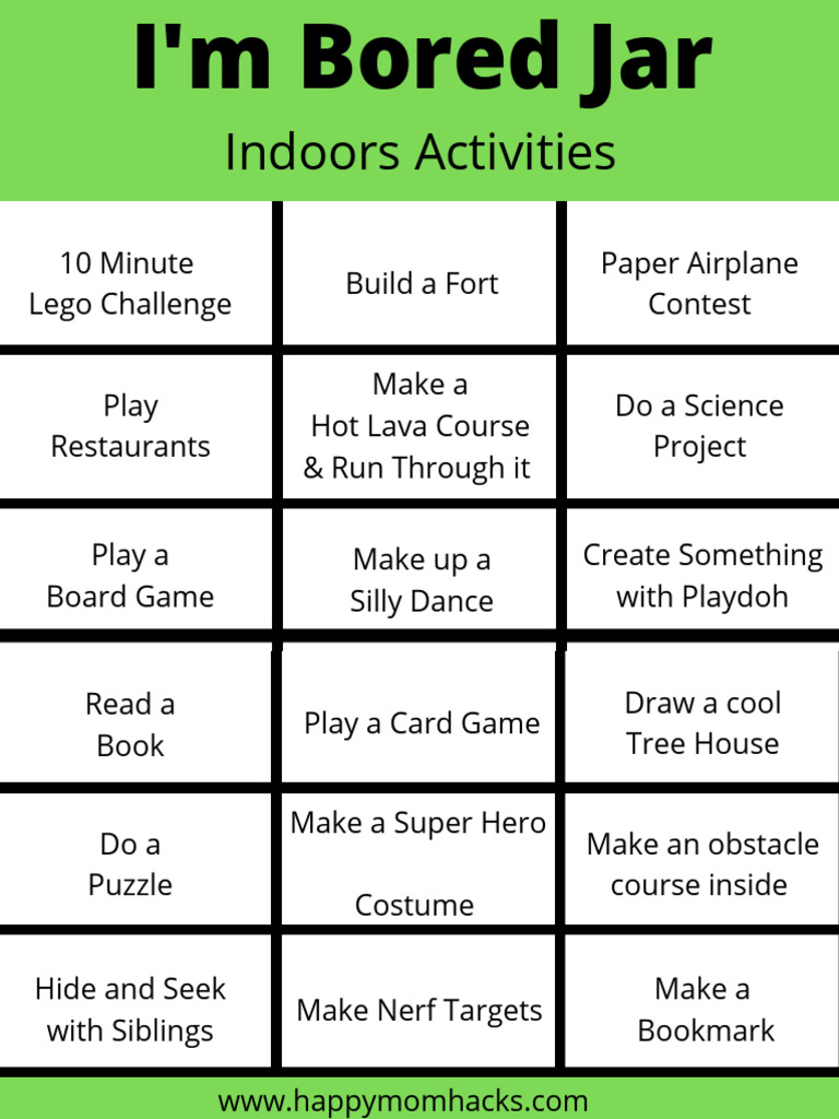 Boredom Jar Activity Ideas | PDF