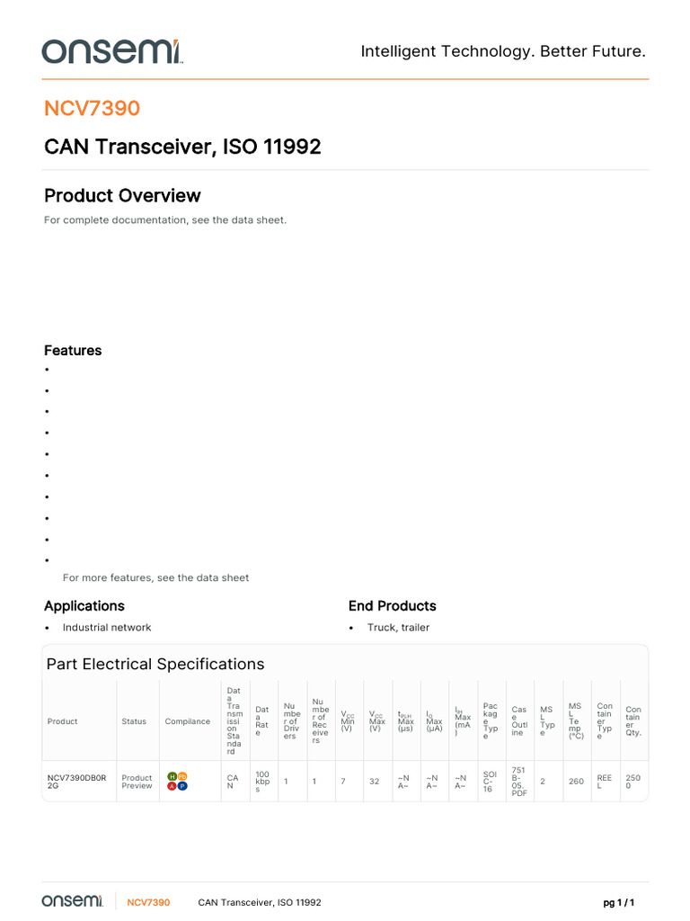 NCV7390 | PDF | Data Transmission | Computer Engineering