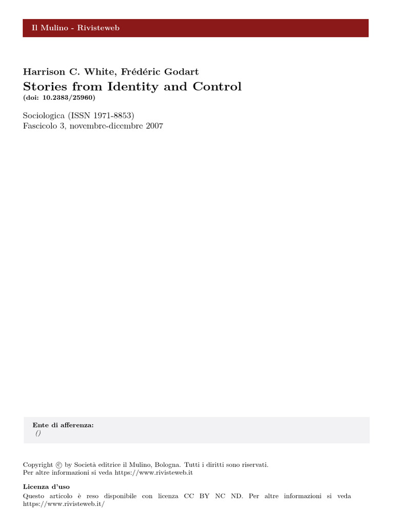 White & Godart - Stories From Identity and Control | PDF | Sociology ...