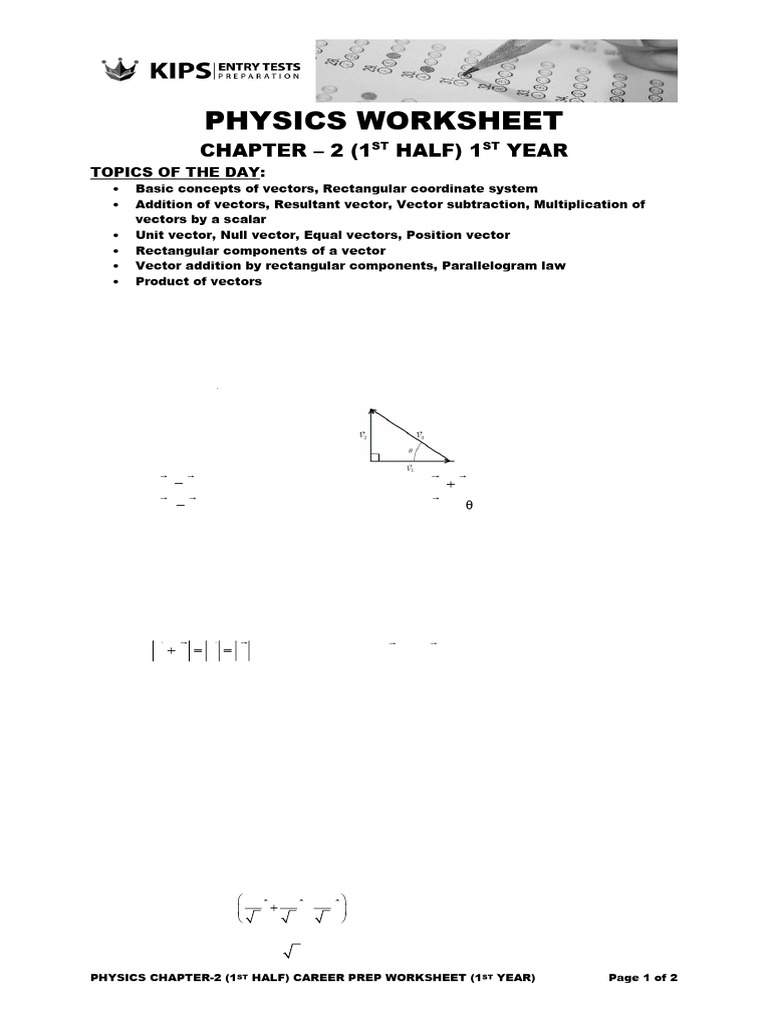 Chapter 2 Work Sheet 1st Half | PDF | Euclidean Vector | Force