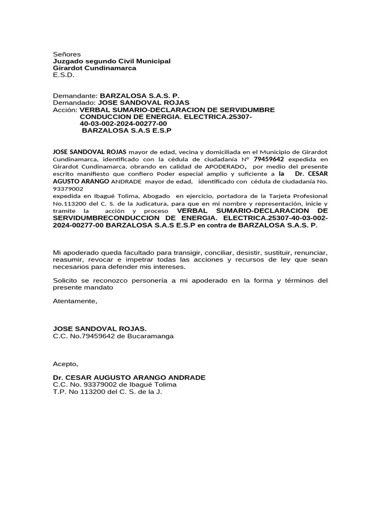 Poder Especial para Abogado en Colombia | PDF