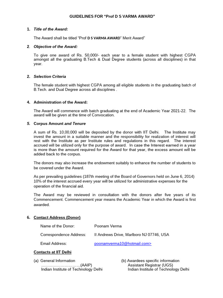 D S Verma Award | PDF