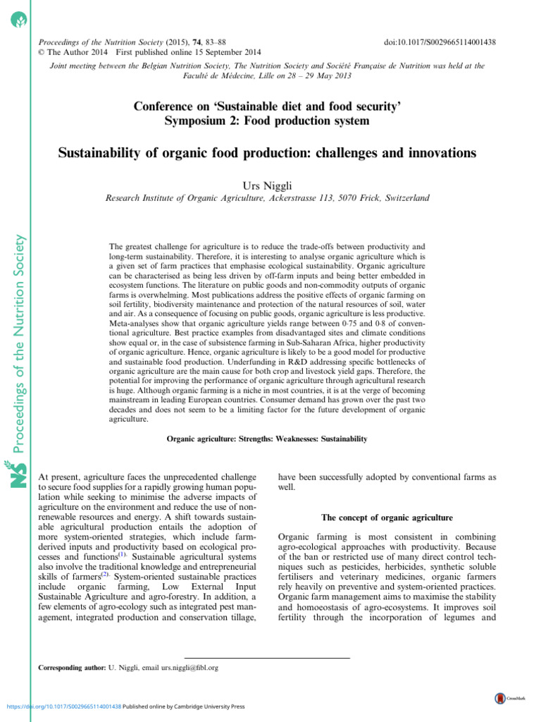 Sustainability of Organic Food Production Challenges and Innovations ...